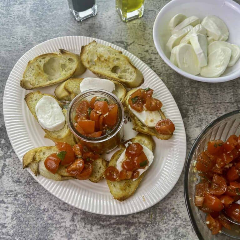Bruschetta with Mozzarella (Bruschetta Caprese) | Hilda's Kitchen Blog