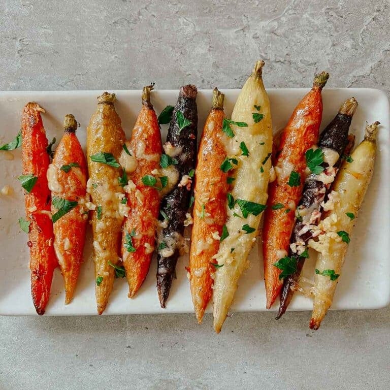 Parmesan Roasted Rainbow Carrots | Hilda's Kitchen Blog