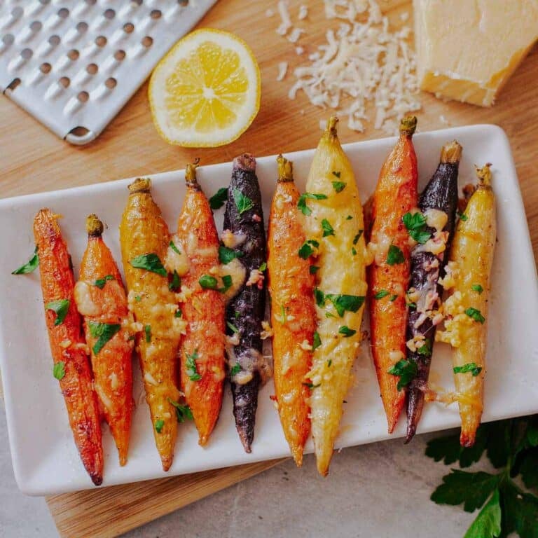 Parmesan Roasted Rainbow Carrots | Hilda's Kitchen Blog
