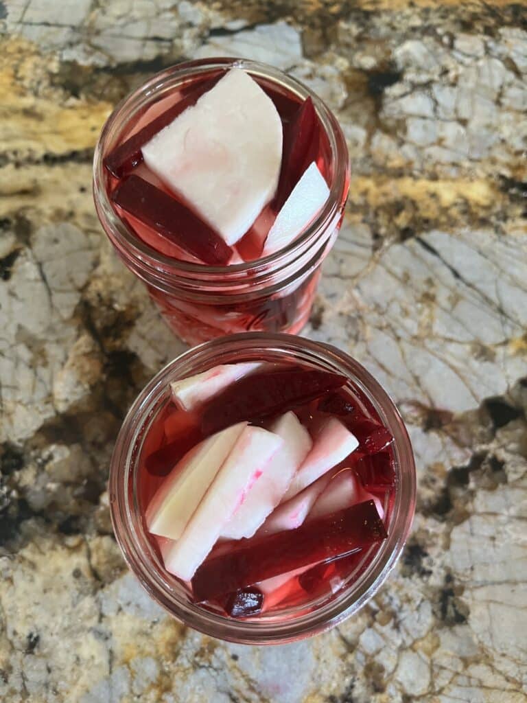 Delicious Middle Eastern Pickled Turnips using beets for color