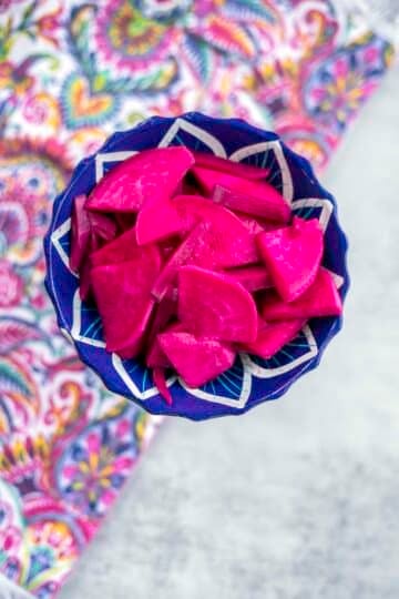 Delicious Middle Eastern Pickled Turnips using beets for color