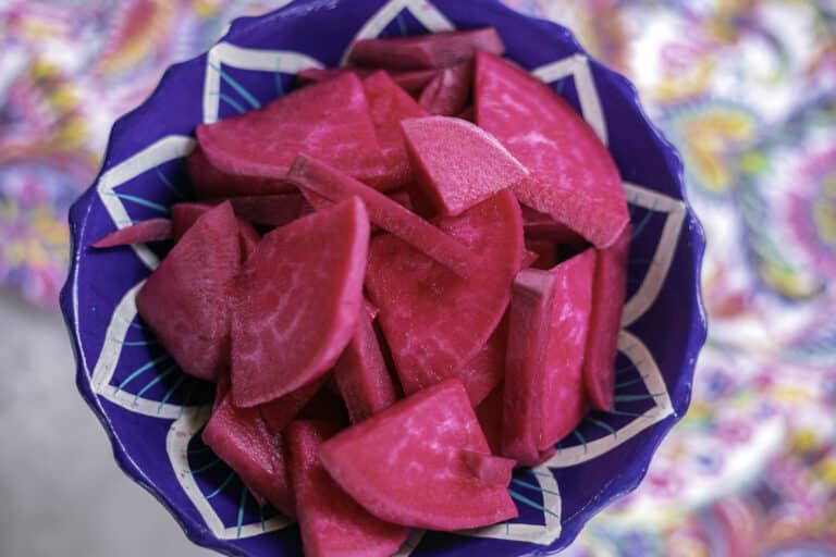 Delicious Middle Eastern Pickled Turnips using beets for color