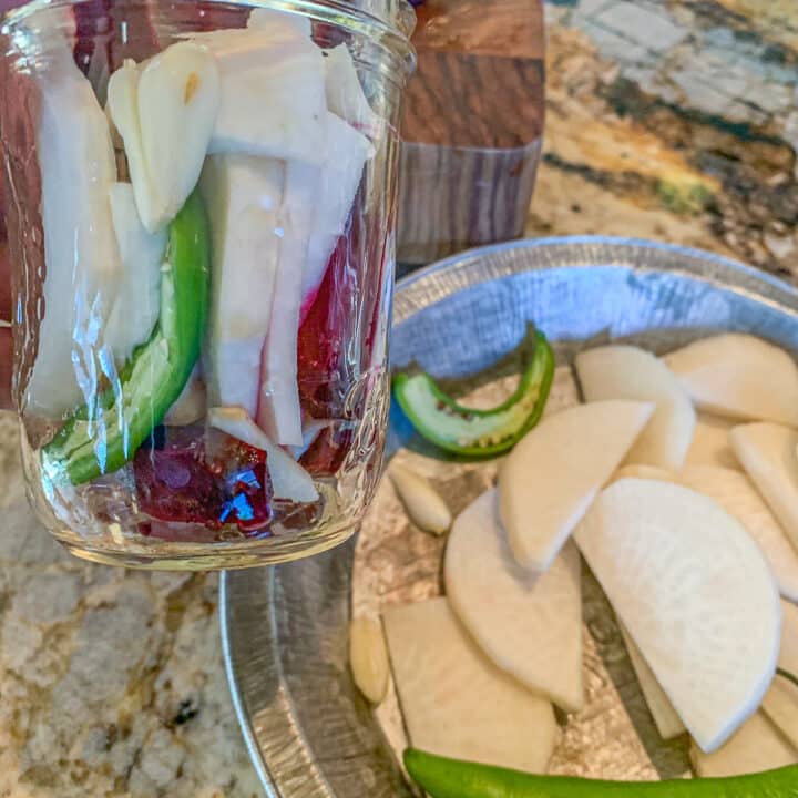 Delicious Middle Eastern Pickled Turnips using beets for color
